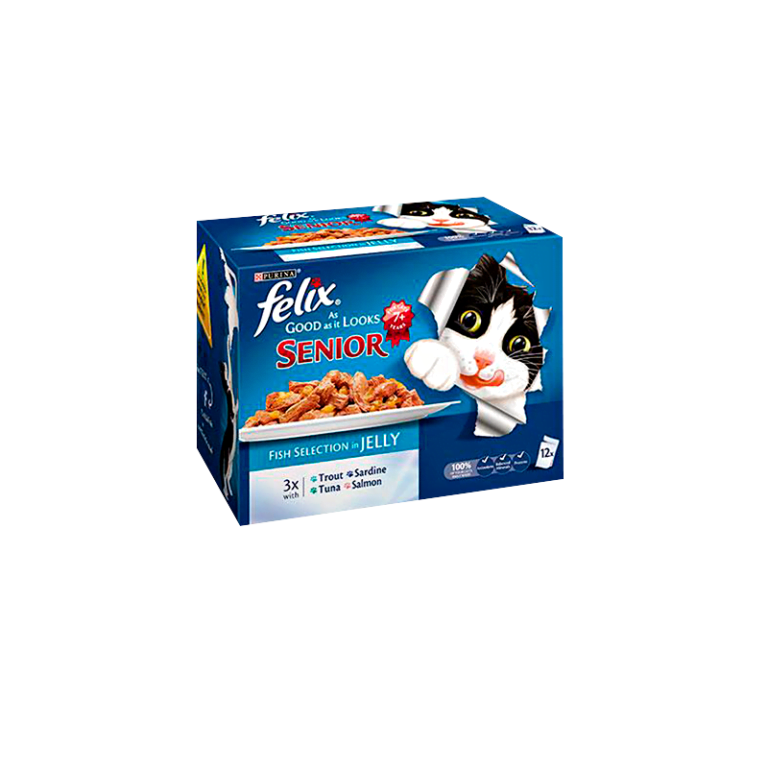 Felix Pouches, Senior, Fish Selection in Jelly, 12 x 100g - Sevenoaks ...